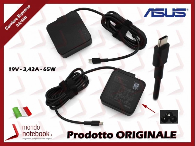 Alimentatore Originale ASUS 65W 19V 3,42A Type-C / USB-C - Ricambi Asus Alimentatore Originale ASUS 65W 19V 3,42A Type-C / USB-C - Ricambi Asus